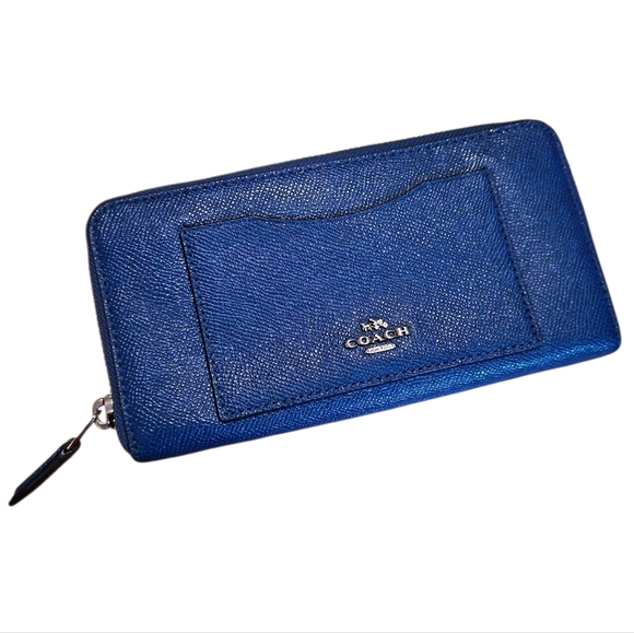 Coach | Bags | Coach Blue Accordion Style Long Zip Wallet | Poshmark